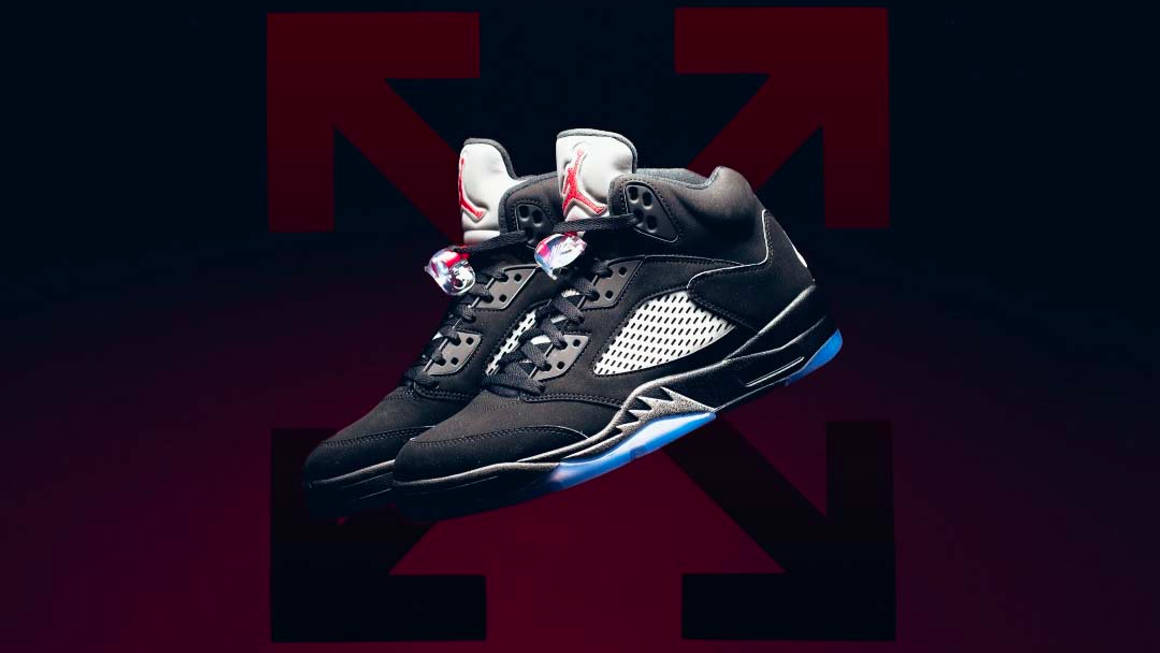 First Look At The Off-White x Air Jordan 5 "Black Metallic" | The Sole ...