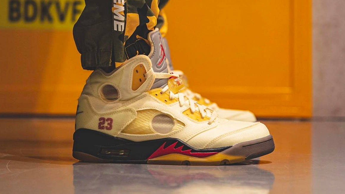Your Best Look Yet at the Off-White x Air Jordan 5 "Sail" | The Sole ...