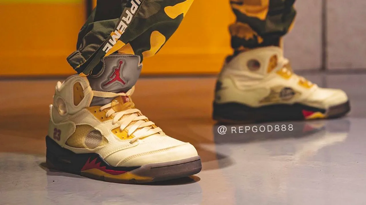 Your Best Look Yet at the Off-White x Air Jordan 5 "Sail"