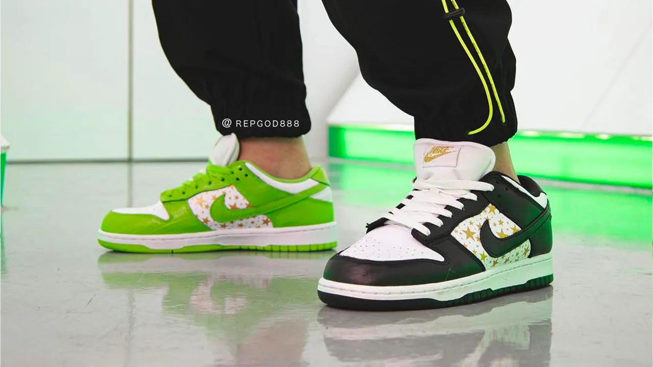 Up Close With the Supreme x Nike SB Dunk Low "Black" & "Mean Green ...