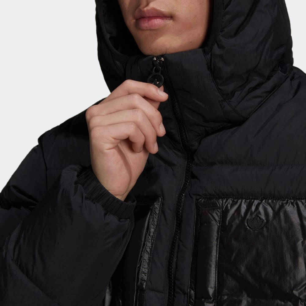 adidas Down Regen Hooded Puffer Jacket - Black | The Sole Supplier