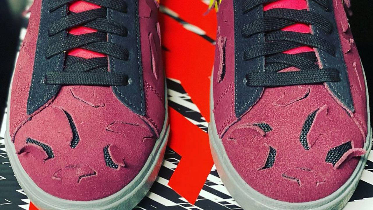 Your Best Look Yet at the ACRONYM x Nike Blazer Low "Night Maroon"