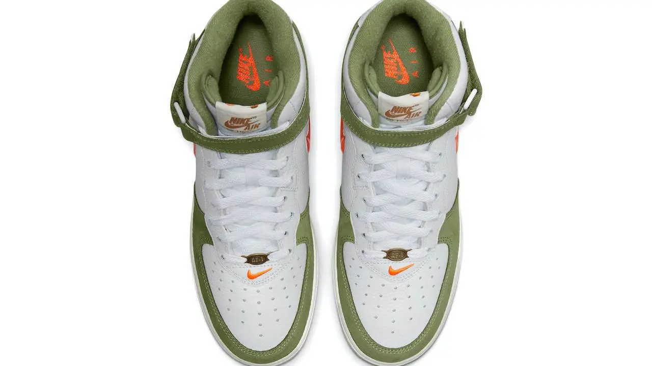 Flight Jacket Vibes Feature on the Nike Air Force 1 Mid "Olive/Orange ...