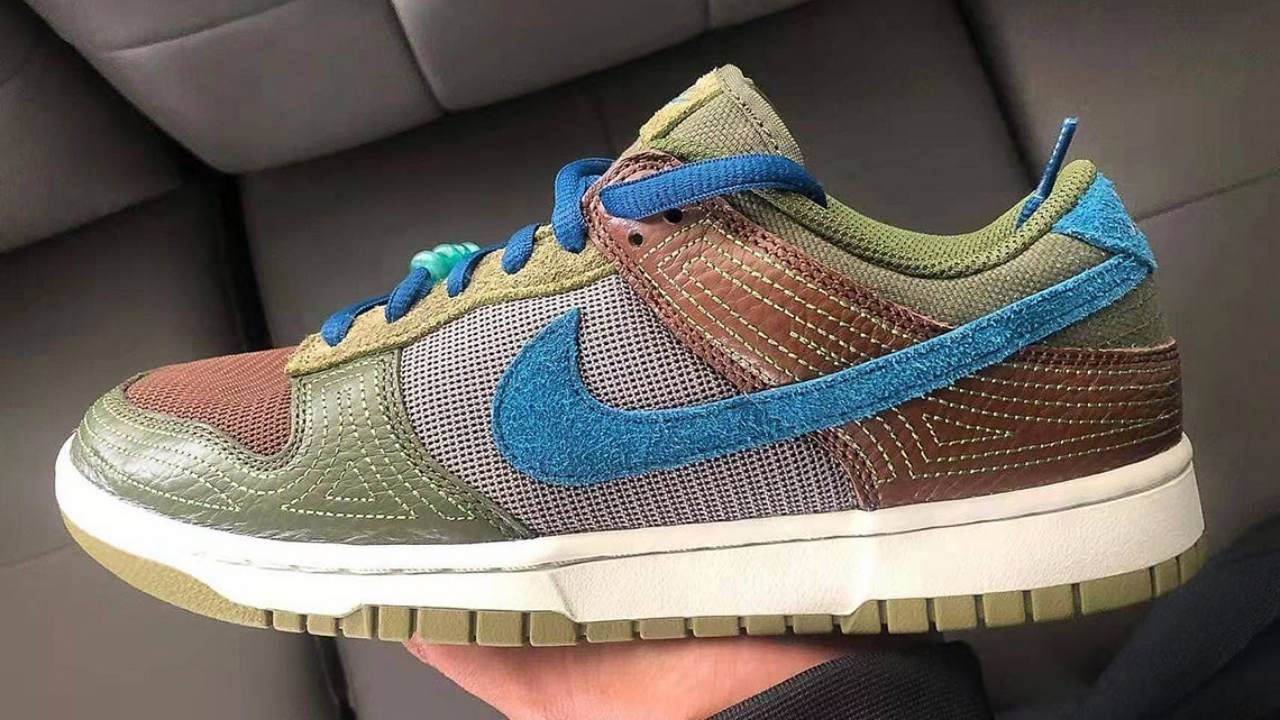 Intricately-Stitched Patterns Adorn the Nike Dunk Low "Olive Blue ...