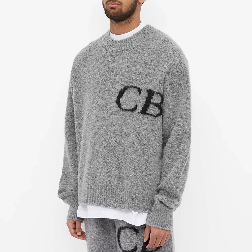Cole Buxton Intarsia Crew Knit - Grey | The Sole Supplier