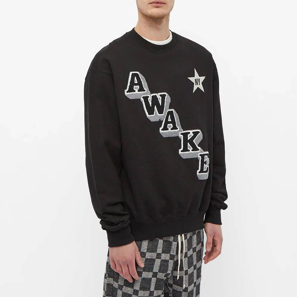 Awake NY Stacked Logo Crew Sweat - Black | The Sole Supplier Awake NY Stacked Logo Crew Sweat - Black | The Sole Supplier