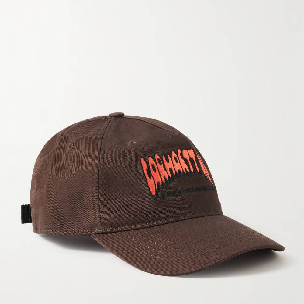 Carhartt WIP Logo Embroidered Cotton Twill Baseball Cap - Brown | The ...