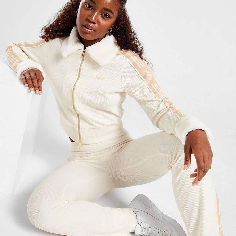 adidas Originals Ski Ribbed Track Top - White | The Sole Supplier