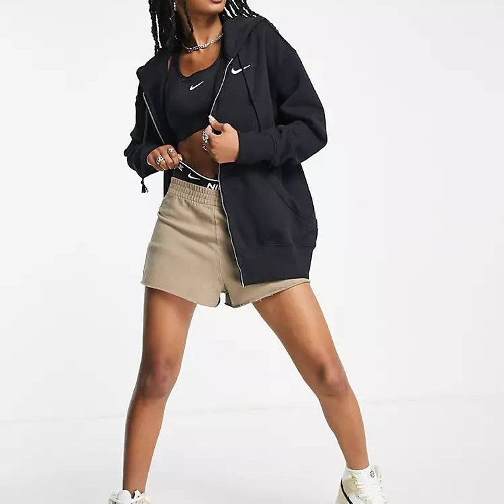 Nike Mini Swoosh Oversized Full Zip Hoodie - Black | The Sole Supplier