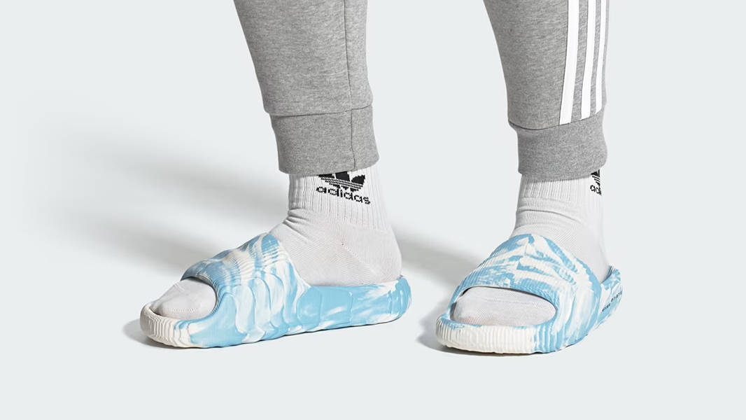 adidas Adilette 22 Slides White Clear Blue | Where To Buy | ID7807