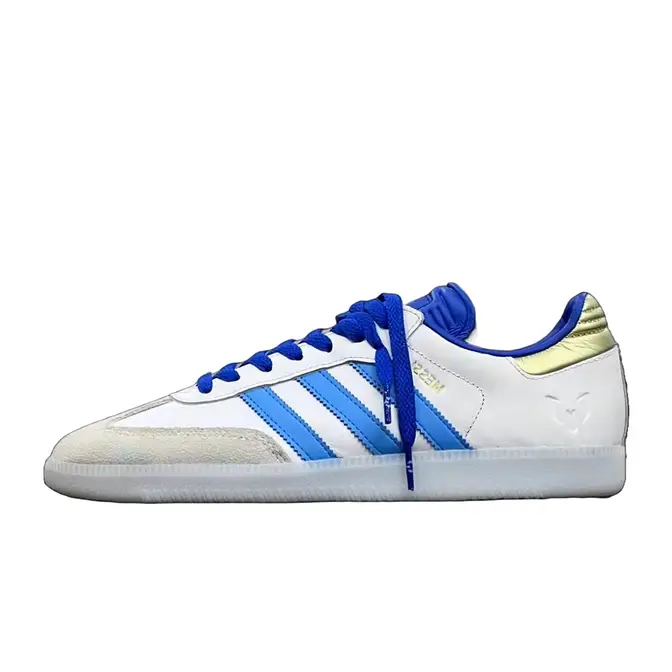 Lionel Messi x adidas Samba White Blue | Where To Buy | The Sole Supplier