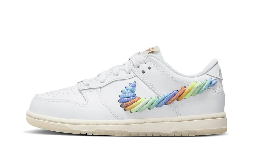 Nike Dunk Low GS "Rainbow Swoosh" | FN4861-100 | The Sole Supplier
