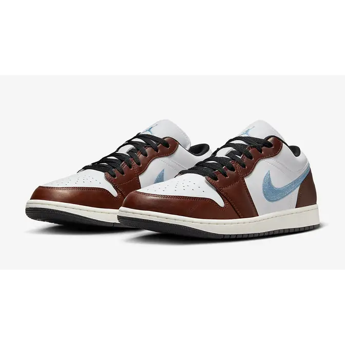 Air Jordan 1 Low Embroidered White Brown Blue | Where To Buy | FQ7832 ...