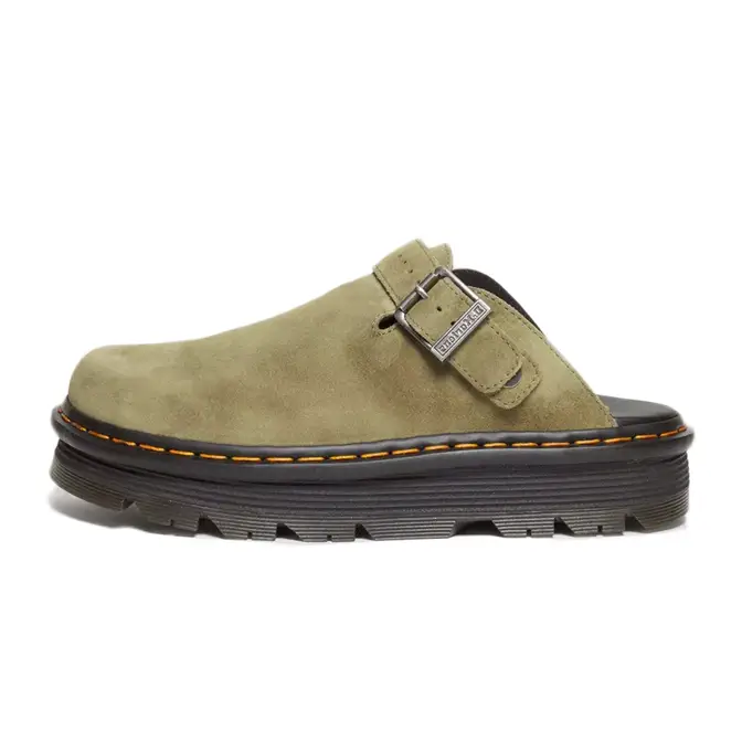 Dr. Martens Zebzag Suede Platform Mules Muted Olive | Where To Buy ...
