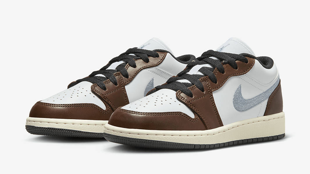 Air Jordan 1 Low GS Embroidered White Brown Blue | Where To Buy ...