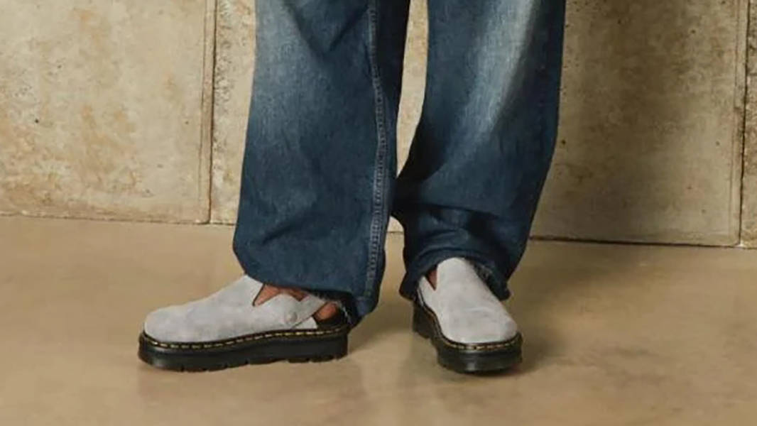 Dr. Martens Zebzag Suede Platform Mules Grey | 31937775 | The Sole Supplier