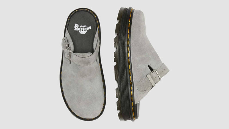 Dr. Martens Zebzag Suede Platform Mules Grey | 31937775 | The Sole Supplier